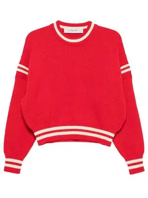 GOLDEN GOOSE Maglione Boxy In Cotone Rosso Con Ricamo - Red