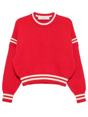GOLDEN GOOSE Maglione Boxy In Cotone Rosso Con Ricamo - Red