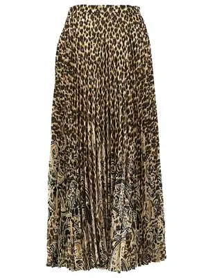 Etro Gonna Plissettata Con Stampa Leopardata