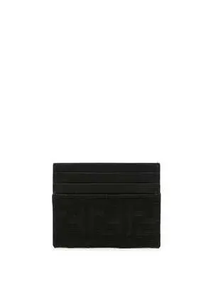 Fendi Portacarte Ff Jacquard Zucca E Pelle - Black