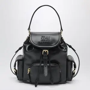 Miu Miu Medium Backpack In Leather - Black