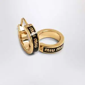 Miu Miu Enameled Metal Earrings - Black