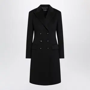 Dolce & Gabbana Double-breasted Coat In Wool - Black