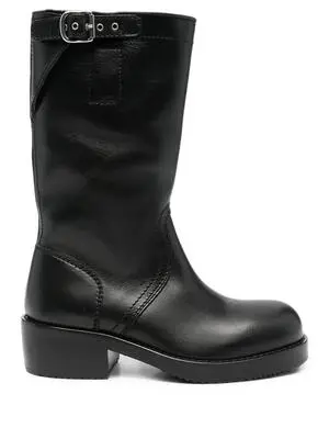 Dries Van Noten Stivali Biker In Pelle - Black