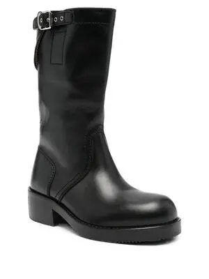 Dries Van Noten Stivali Biker In Pelle - Black
