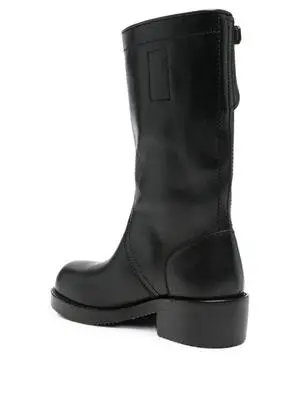 Dries Van Noten Stivali Biker In Pelle - Black
