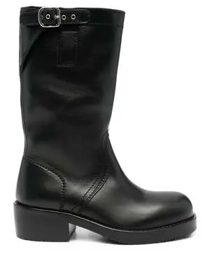 Dries Van Noten Stivali Biker In Pelle - Black