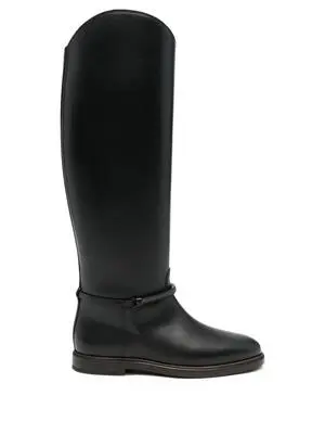 Brunello Cucinelli Stivali In Pelle Con Monile - Black