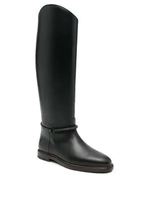 Brunello Cucinelli Stivali In Pelle Con Monile - Black
