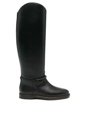 Brunello Cucinelli Stivali In Pelle Con Monile - Black