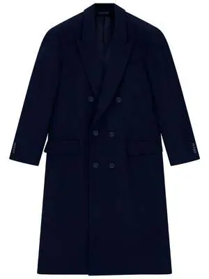 Giorgio Armani Cappotto In Lana Vergine E Cashmere Con Motivo Chevron - Blue