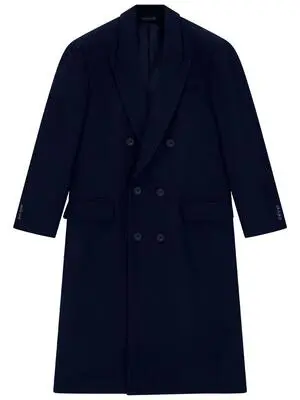 Giorgio Armani Cappotto In Lana Vergine E Cashmere Con Motivo Chevron - Blue