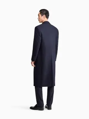 Giorgio Armani Cappotto In Lana Vergine E Cashmere Con Motivo Chevron
