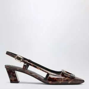 ROGER VIVIER Belle Vivier Slingback Pumps In Patent Leather - Brown