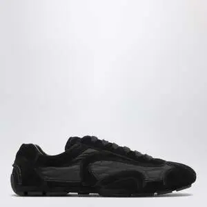 Prada Montecarlo Sneakers In Leather And Technical Fabric - Black