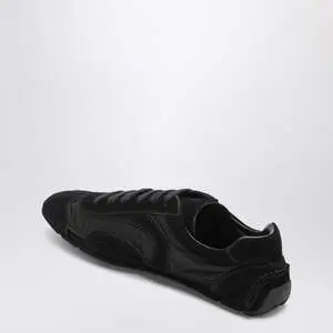 Prada Montecarlo Sneakers In Leather And Technical Fabric - Black