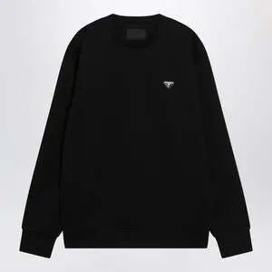 Prada Crewneck Sweatshirt In Technical Cotton - Black