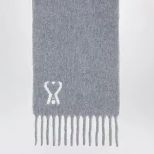 AMI Paris Grey De Coeur Scarf - Gray