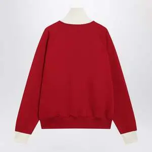 AMI Paris De Coeur Zip-up Sweatshirt In Cotton, /ivory - Red