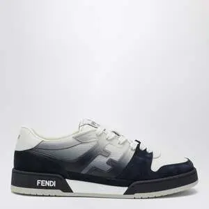 Fendi Match Sneaker In White Leather And Suede - Blue