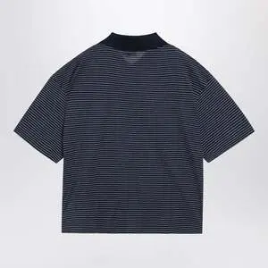 AMI Paris Blue/white Striped De Coeur Polo