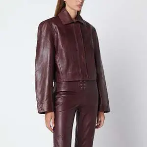 ROTATE BY BIRGER CHRISTENSEN Boxy Square Brown Leather Jacket