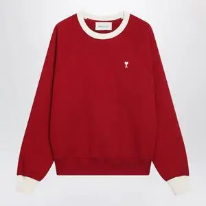 AMI Paris De Coeur Sweatshirt /ivory - Red