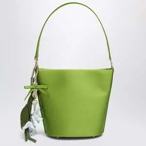 SELF-PORTRAIT Satin Bucket Bag - Green