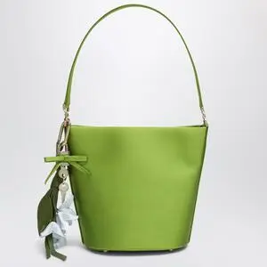 SELF-PORTRAIT Satin Bucket Bag - Green