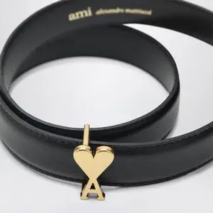 AMI Paris De Cå“ur Belt In Calfskin - Black