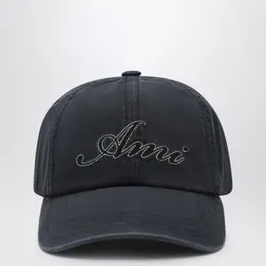 AMI Paris Faded Cotton Cap - Black
