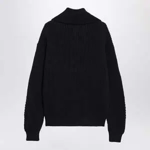 Dries Van Noten Navy Ribbed Sweater In Wool