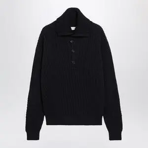 Dries Van Noten Dries Van Noten Navy Blue Ribbed Sweater In Wool Men Blue
