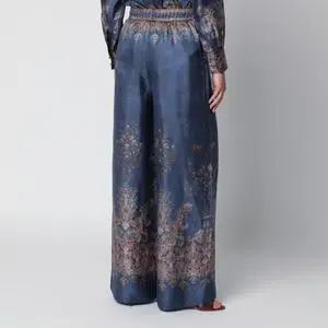 Zimmermann Valiant Navy Silk Trousers - Blue