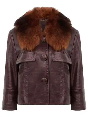 Chloé Giacca Corta In Pelle Con Colletto In Shearling Rimovibile - Multicolor
