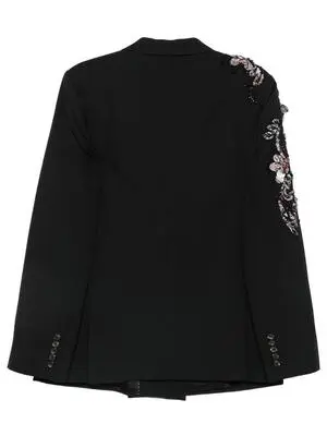 Dries Van Noten Giacca Doppiopetto Regular Fit Con Ricami - Black