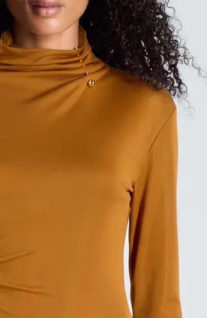 KENNETH COLE COLLECTION Pin Detail Long Sleeve Minidress - Maple