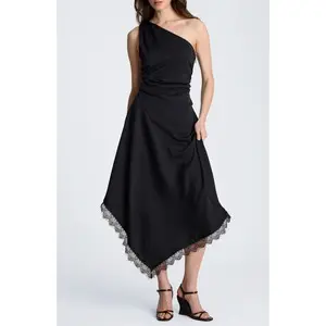 KENNETH COLE COLLECTION One-shoulder Lace Hem Asymmetric Dress
