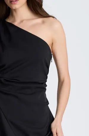 KENNETH COLE COLLECTION One-shoulder Lace Hem Asymmetric Dress