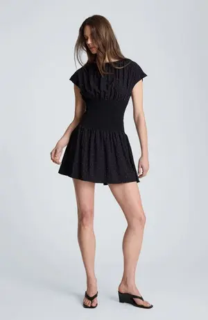 KENNETH COLE COLLECTION Pin Dot Smock Waist Minidress