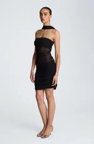 KENNETH COLE COLLECTION Scarf Strap Illusion Lace Minidress