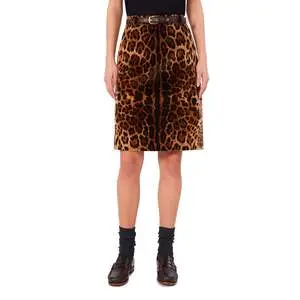 Max Mara Leopard Falange Skirt - Brown