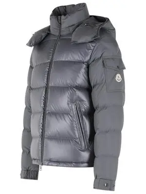 Moncler Maya' Grey Polyester Short Down Jacket - Gray