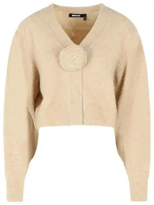 ROTATE BY BIRGER CHRISTENSEN Beige Alpaca Blend Cardigan - Cream