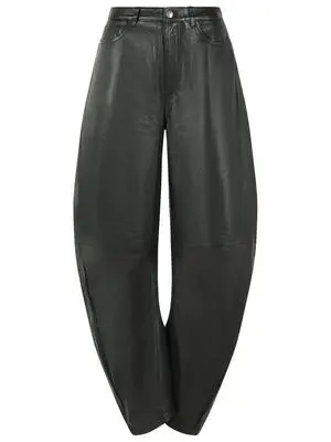 ROTATE BY BIRGER CHRISTENSEN Barrel Pants In Leather - Black