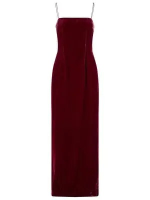ROTATE BY BIRGER CHRISTENSEN Burgundy Silk Velvet Maxi Dress - Multicolor