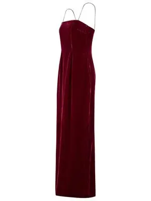ROTATE BY BIRGER CHRISTENSEN Burgundy Silk Velvet Maxi Dress