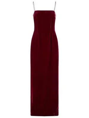 ROTATE BY BIRGER CHRISTENSEN Burgundy Silk Velvet Maxi Dress - Multicolor