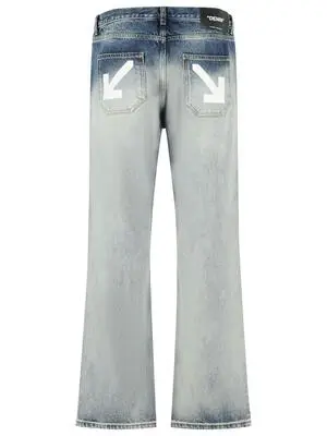 Off-White Half Arrow Slim Relaxed' Cotton Jeans - Blue