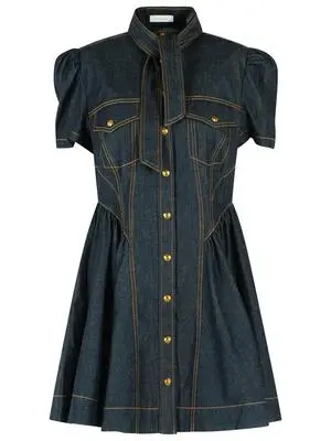 Zimmermann Corset' Navy Denim Dress - Blue